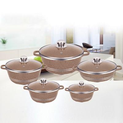 China OEM/ODM Kitchen Pots Granite Aluminum Pans And Pots Double Bottom Nonstick Cookware Sets for sale