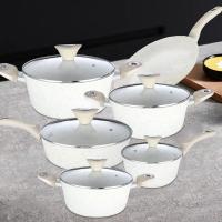China New Design 11 Pieces White Aluminum Pans And Pots Induction Non Stick Cookware Set With  Bakelite Handle for sale