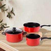 China Multifunction Red 4 Pcs Kitchen Cast Iron Cookware Set  Non Stick With Bakelite Handle for sale