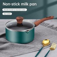China Two Color Choices Cookware Glass Cover Aluminum Non Stick Sauce Pan With Handle for sale