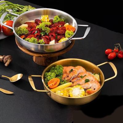 China Wholesale Top Seller Kitchen Seaafood Cookware Pan Stainless Steel 304 Cooking Wok Paella Pan for sale