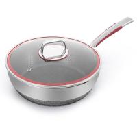 China Factory Direct Sale Silver Triply Stainless Steel Induction Cooker Fry Pan Nonstick Frying Pans for sale