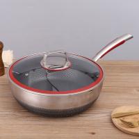 China Factory Price 30 Cm Cookware 18/10 Stainless Steel Frypan Non Stick Honeycomb Fry Pans With Stainless Steel Handle for sale