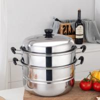 China Best Selling Customized Logo 3 Layer induction 10-inch Stainless Steel Steamer Pot with Anti-Heat Handle for sale