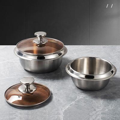 China Best Selling Kitchen Pots Multiple Sizes Food Grade 18/8 Stainless Steel Soup Stock Pot Rice Cooker Cooking Pot for sale