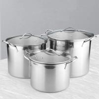 China Good Selling 18/8 Stainless Steel Soup Pots Multi-user Stew Pots Cooking Pots With Binaural Handle for sale