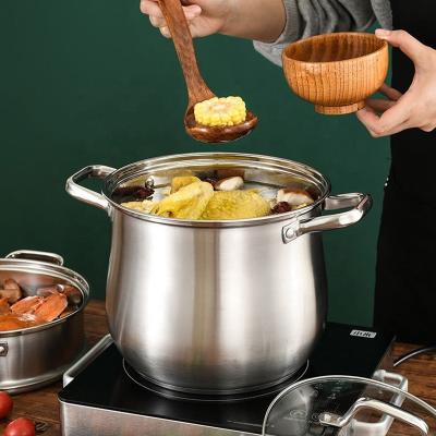 China Hot Sale Stainless Steel 18/8 Drum Soup Pot Cooking Pot  Soup & Stock Pots With Glass Lid for sale