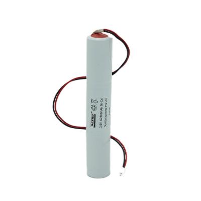 China 2500mAh Emergency Light Ni Cd Battery Pack 3.6V White PVC Color for sale