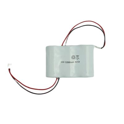 China Side By Side Emergency Exit Light Batteries Pack 3.6 V C2500mAh NiCd 64g for sale