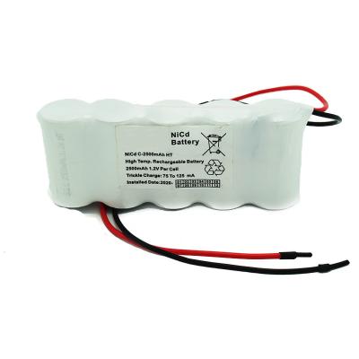 China C2500mAh NiCd 6.0V Rechargeable Cell Battery Pack Expected Life 5 Years for sale
