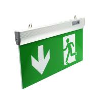 China Green LED Emergency Exit Sign Battery Double Sided AC85 - 265V 50/60H for sale
