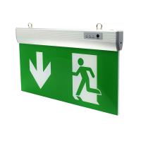 China Green LED Emergency Exit Sign Battery Double Sided AC85 - 265V 50/60H for sale