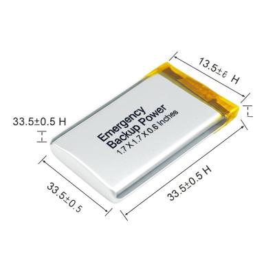 China Small Size Emergency Backup Power Battery 1.7 X 1.7 X 0.6 Inches Cell Dimension 33.5±0.5 H for sale