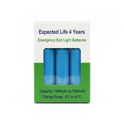 China Expected Life 4 Years Emergency Exit Light Batteries with Capacity 1500mAh to 3000mAh Charge Range 0 to 45 Degrees Celsius for sale