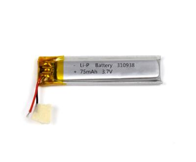China Emergency Light Li-Polymer Battery 310938 75mAh 3.7V With Connector for sale