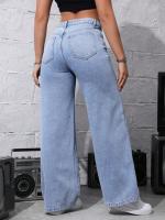 China Light medium blue casual wide-leg jeans for sale