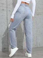 China Smoky gray ripped denim pants for sale