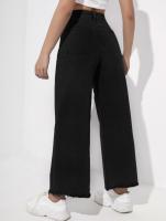 China Black nine-point long wide-leg jeans for sale