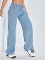 China Medium blue comfortable breathable denim pants for women for sale