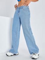 China Medium blue comfortable breathable denim pants for women for sale