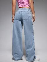 China Blue-white jeans comfortable breathable denim pants for women for sale