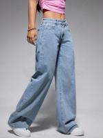 China Blue-white jeans comfortable breathable denim pants for women for sale