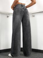 China Light off-white high-waisted straight-leg jeans for women for sale