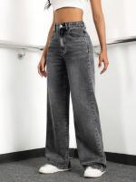 China Light off-white high-waisted straight-leg jeans for women for sale