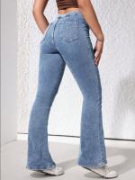 China Nostalgia medium blue stretch flared jeans for sale