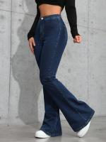 China Dark blue stretch flared jeans for sale