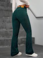 China Dark green jeans corduroy stretch bell bottoms for sale