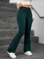 China Dark green jeans corduroy stretch bell bottoms for sale