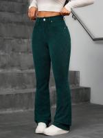 China Dark green jeans corduroy stretch bell bottoms for sale