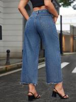 China Vintage dark medium blue nine-point long wide-leg jeans for sale