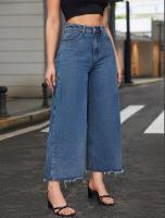 China Vintage dark medium blue nine-point long wide-leg jeans for sale