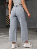 China Smoky gray nine-point long wide-leg jeans for sale