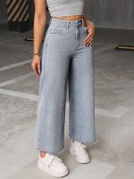 China Smoky gray nine-point long wide-leg jeans for sale
