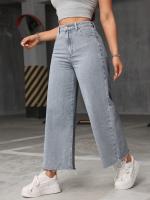China Smoky gray nine-point long wide-leg jeans for sale