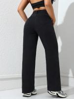 China Dark black high-waisted straight-leg jeans for women for sale