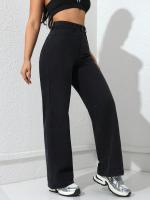 China Dark black high-waisted straight-leg jeans for women for sale