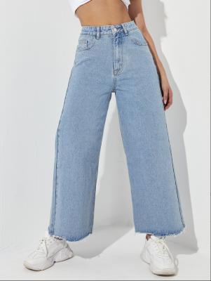 China Light blue nine-point long wide-leg jeans for sale