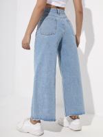 China Light blue nine-point long wide-leg jeans for sale