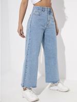 China Light blue nine-point long wide-leg jeans for sale