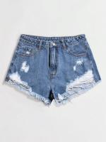 China Dark blue ripped denim shorts for sale