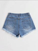 China Dark blue ripped denim shorts for sale
