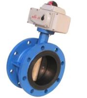 China Gas Media Butterfly Valves Rubber Seat Double-Flanged 24V/DC Electric Rotary Actuator for sale