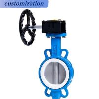 China INDUSTRIAL CF8 Di Ci EPDM PTFE Strong Acid Ductile Iron Lever Operated Butterfly Valve for sale