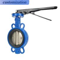 China Universal ANSI 150lb DIN pn16 JIS 10K Wafer Type Aluminium Handle Wormgear Butterfly Valve for sale