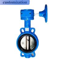 China Universal ANSI 150lb DIN pn16 JIS 10K Wafer Type Aluminium Handle Wormgear Butterfly Valve for sale