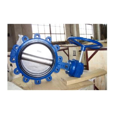 China Gas Media Double Flange Lug Butterfly Valve with EPDM/NBR Seat and Cast Ductile Iron Press Handle for sale